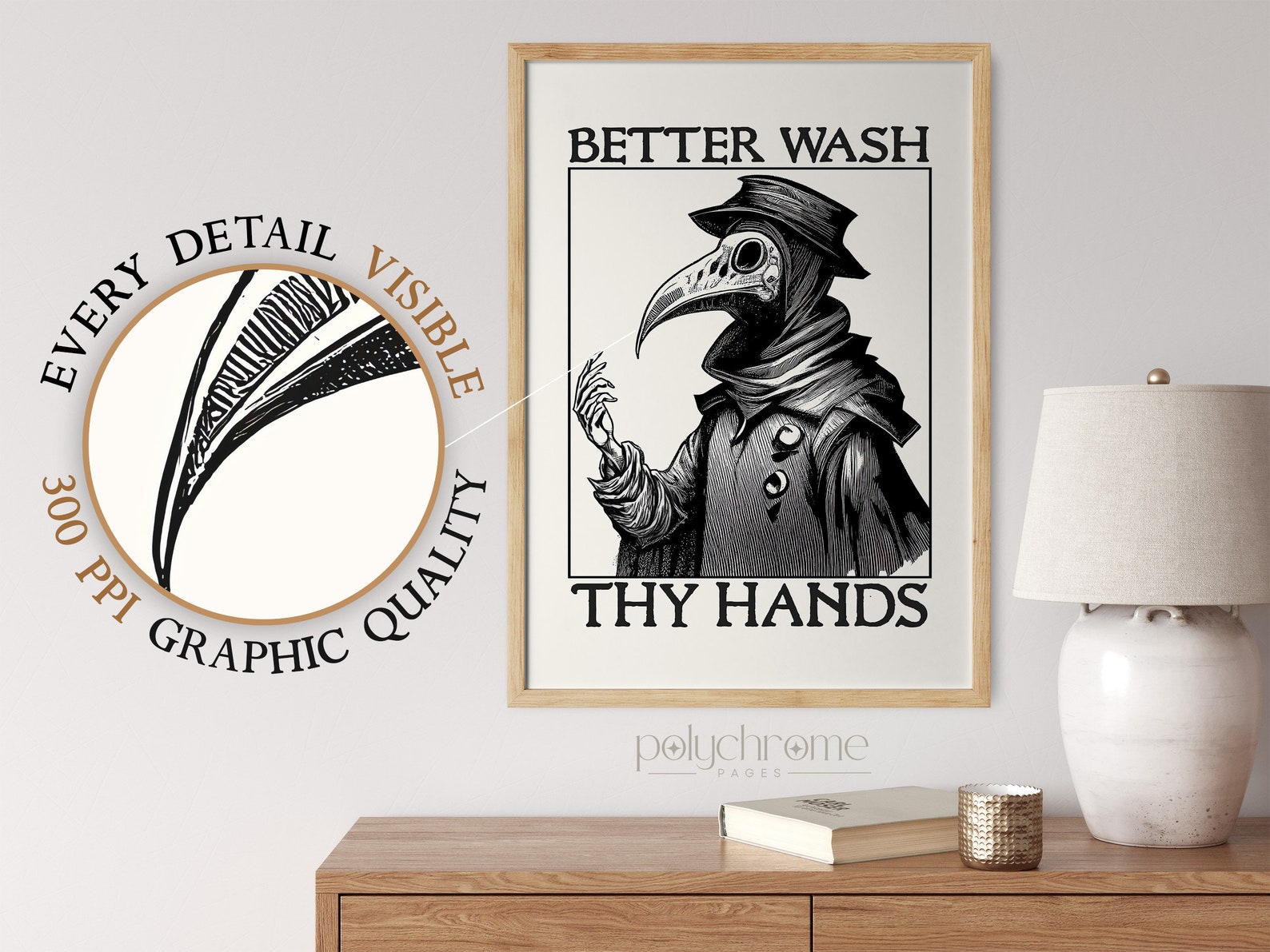 Plague Doctor Art Wash Your Hands Sign Funny Bathroom Art Medieval ...
