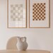 Checkered Art Print Neutral Beige Set of 2 Checkerboard Prints ...