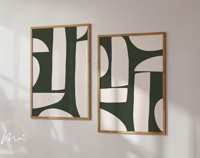 Forest Green Printable Art Set, Dark Green Minimalist Art Prints ...