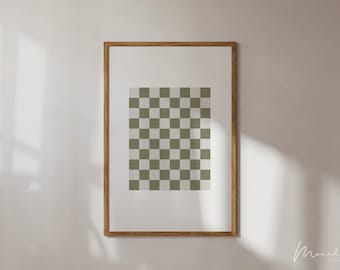 Sage Green Checkered Poster Funky Wall Art Digital Download Trendy ...