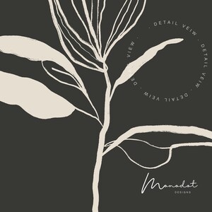 Black Botanical Wall Art, Black Modern Abstract Printable Leaf Prints ...