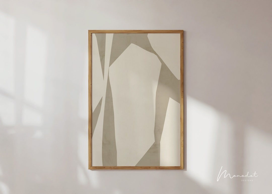 Beige Earth Tone Wall Art Abstract Shape Painting for Modern Rustic ...