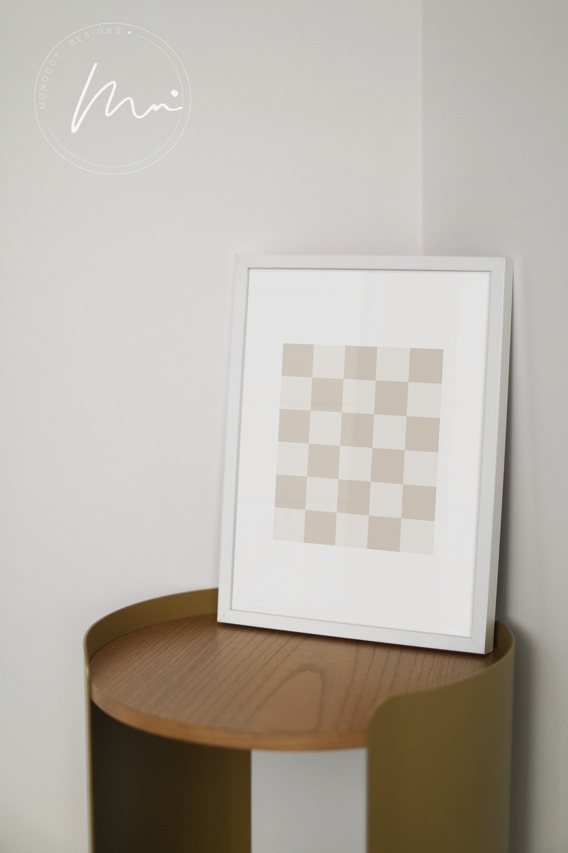 Beige and White Checkered Print Checkerboard Art Print - Etsy