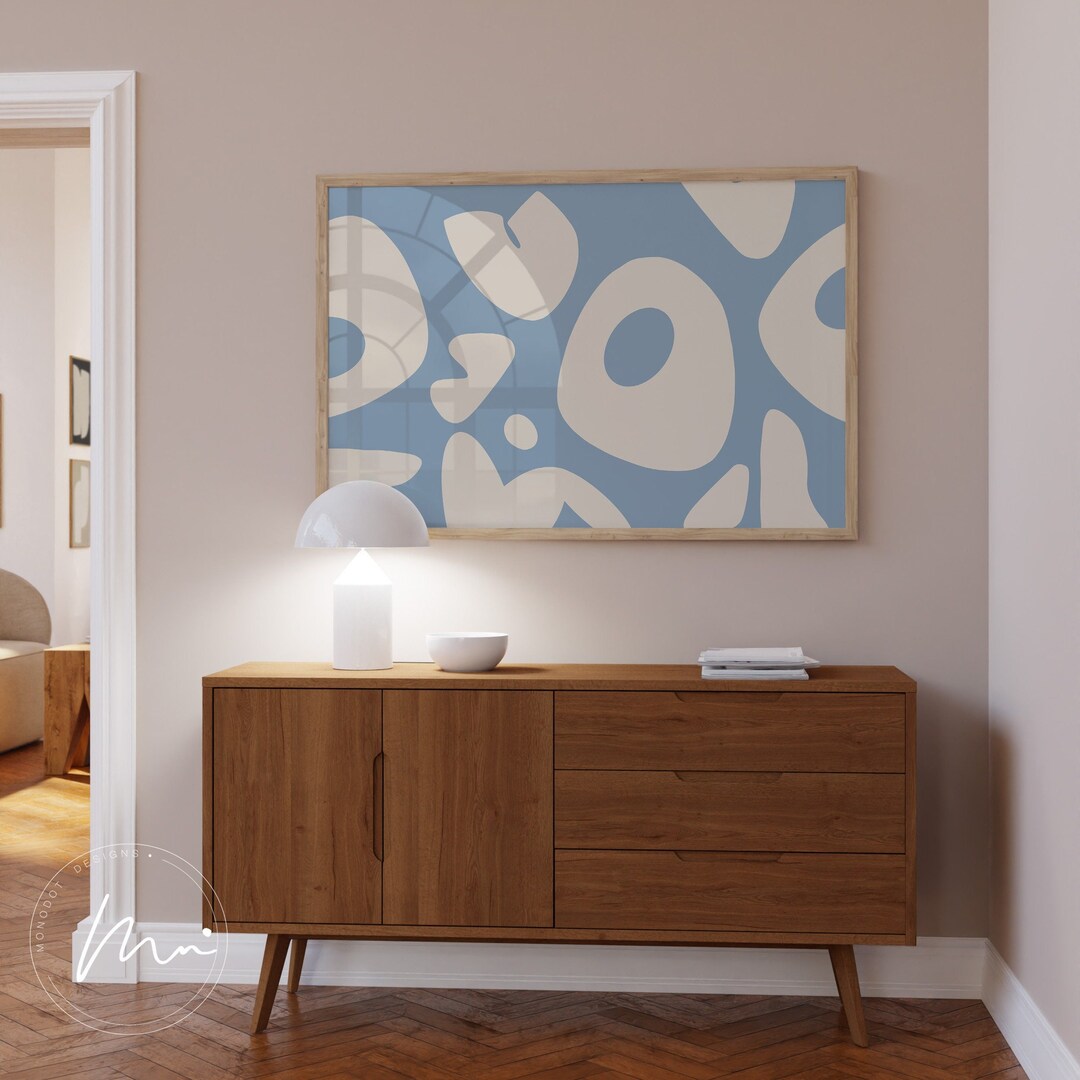 Horizontal Art Blue Geometric Print Modern Abstract Printable Wall Art ...