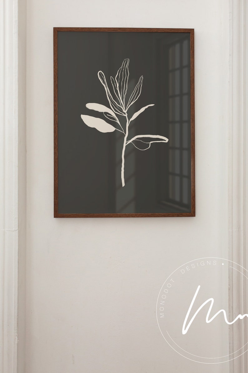 Black Botanical Wall Art Black Modern Abstract Printable Leaf - Etsy