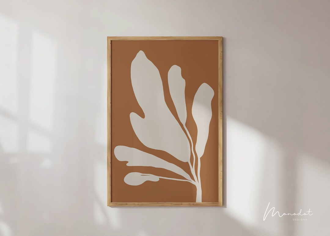 Earth Tone Botanical Print, Terracotta Leaf Print, Burnt Orange Boho ...