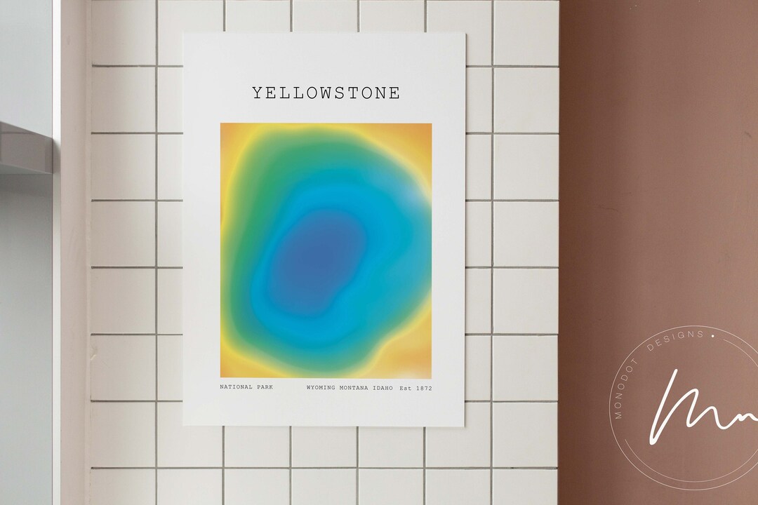 Yellowstone National Park Prints, Abstract Travel Poster, Minimalist ...