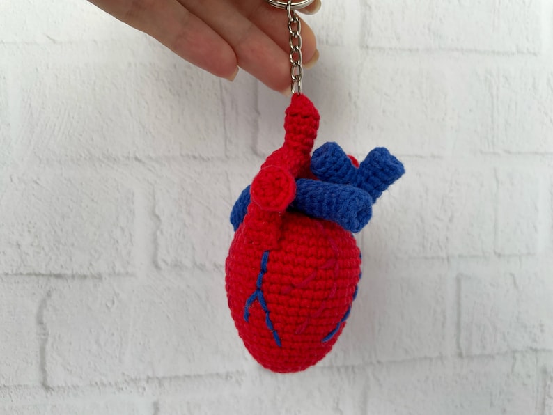 Crochet Anatomical Heart, Crochet Keychain Pattern - Etsy