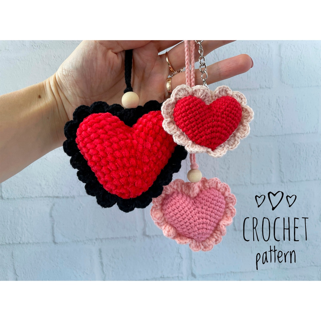 Crochet Heart Keychain Pattern - Etsy