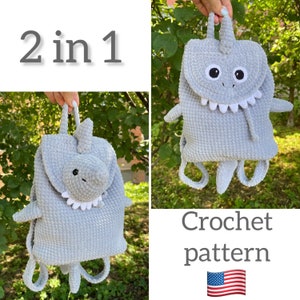 Shark Backpack Crochet Pattern, Crochet Kids Backpack - Etsy