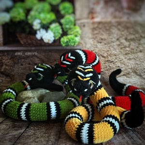 Crochet Snake Pattern, Halloween Crochet, Snake Toy, Crochet Animal ...