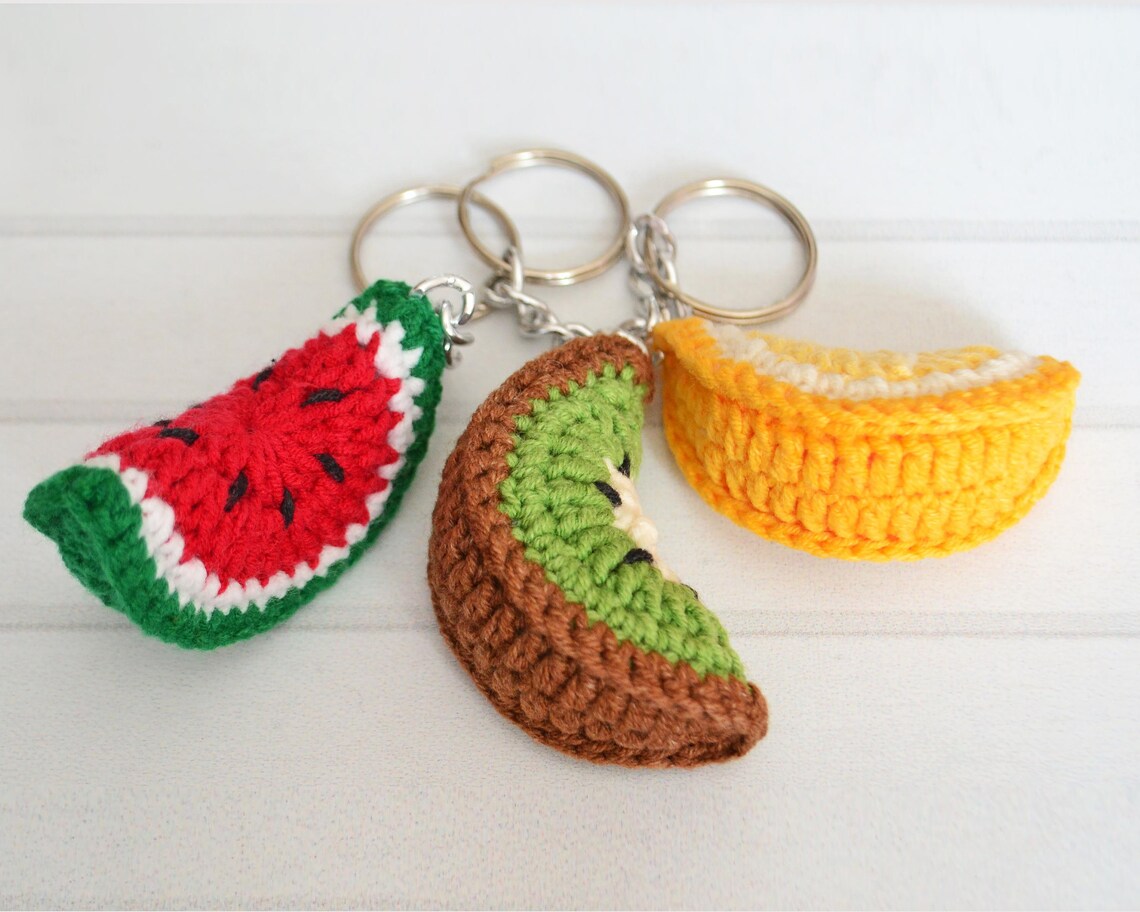 Kiwi Watermelon Lemon Keychain. Crochet Pattern. - Etsy