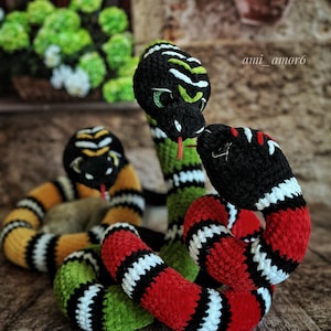 Crochet Snake Pattern, Halloween Crochet, Snake Toy, Crochet Animal ...
