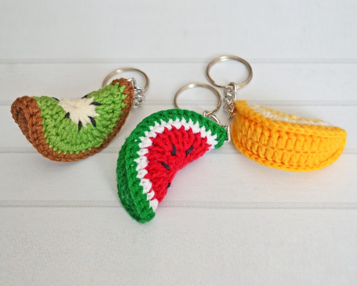Kiwi Watermelon Lemon Keychain. Crochet Pattern. - Etsy
