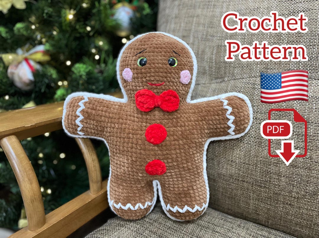 Gingerbread Man Pillow Crochet Pattern, Gingerbread Decor - Etsy