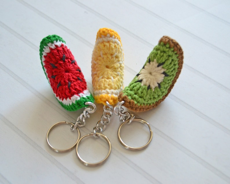Kiwi Watermelon Lemon Keychain. Crochet Pattern. - Etsy
