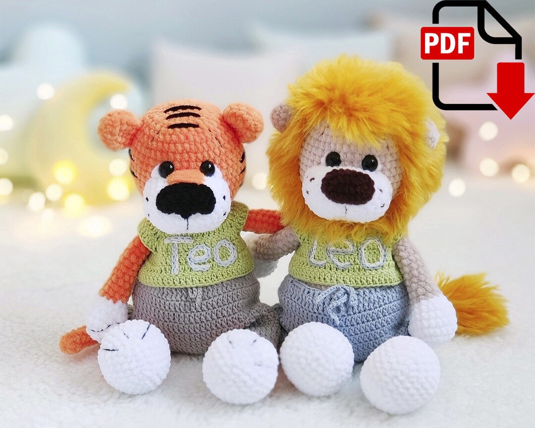 Tiger Teo and Lion Leo Crochet Pattern. Amigurumi Animal PDF Tutorial ...