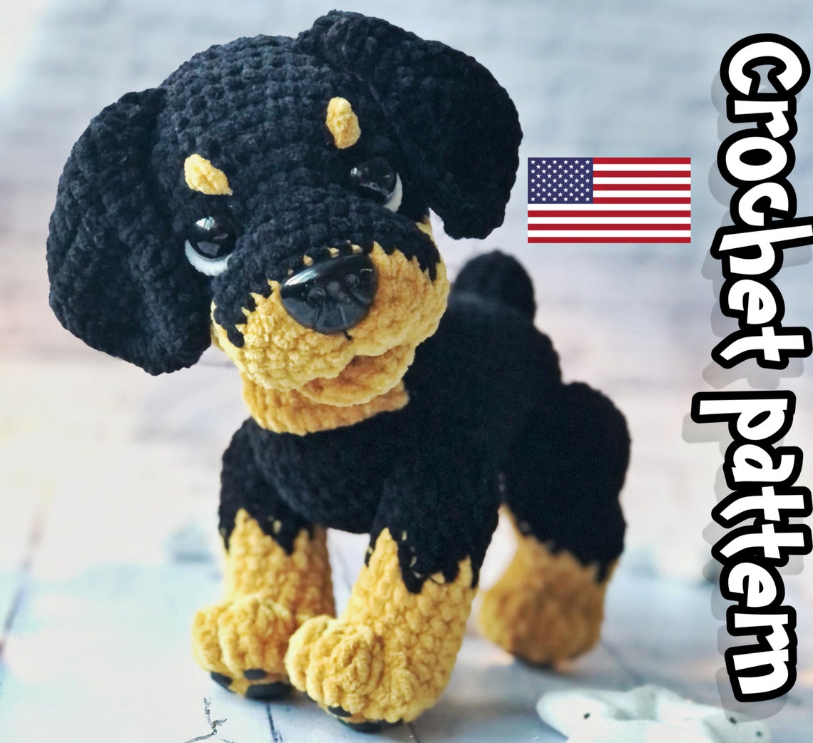 Rottweiler Crochet Pattern Crochet Dog Pattern Plush Dog - Etsy