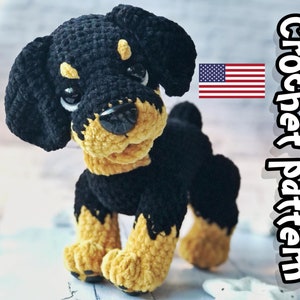 Rottweiler Crochet Pattern, Crochet Dog Pattern, Plush Dog, Puppy Toy ...