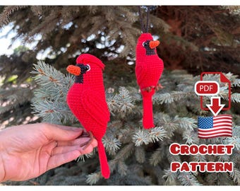 Vintage Crochet Pattern Red Cardinal Amigurumi Stuffed Bird Plush PDF ...