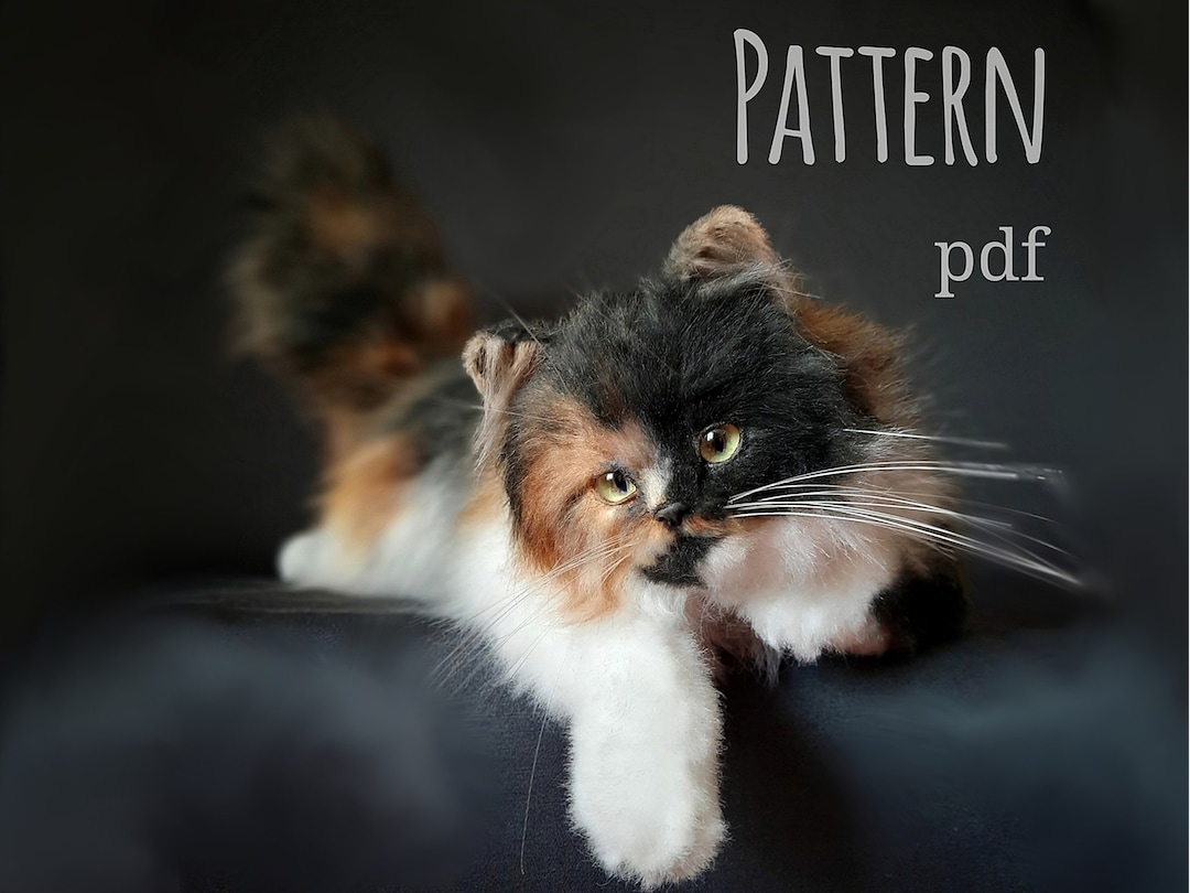 Pattern Tricolor Cat, Realistic Toys, Puff, Stuffed Animals - Etsy