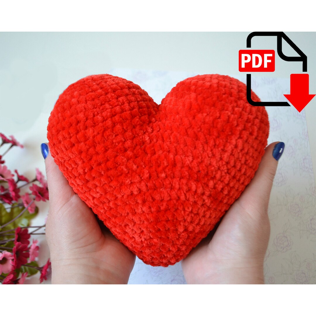 Heart Plush Pillow Crochet Pattern, Tutorial PDF - Etsy