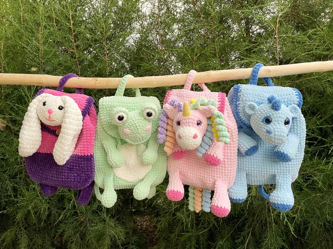 Kids Backpack's Patterns, Set of 4 Crochet Plush Backpack Patterns - Etsy