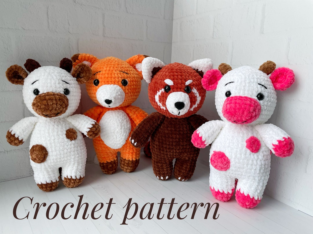 Amigurumi Animals Plush Pattern, Fox Plush Patter, Crochet Cow, Red ...