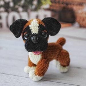 Crochet Boxer Pattern, Crochet Dog Pattern, Dog Amigurumi, Stuffed Dog ...