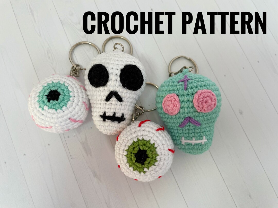 Crochet Keychain Pattern, Skull, Evil Eye, Halloween Crochet Pattern - Etsy