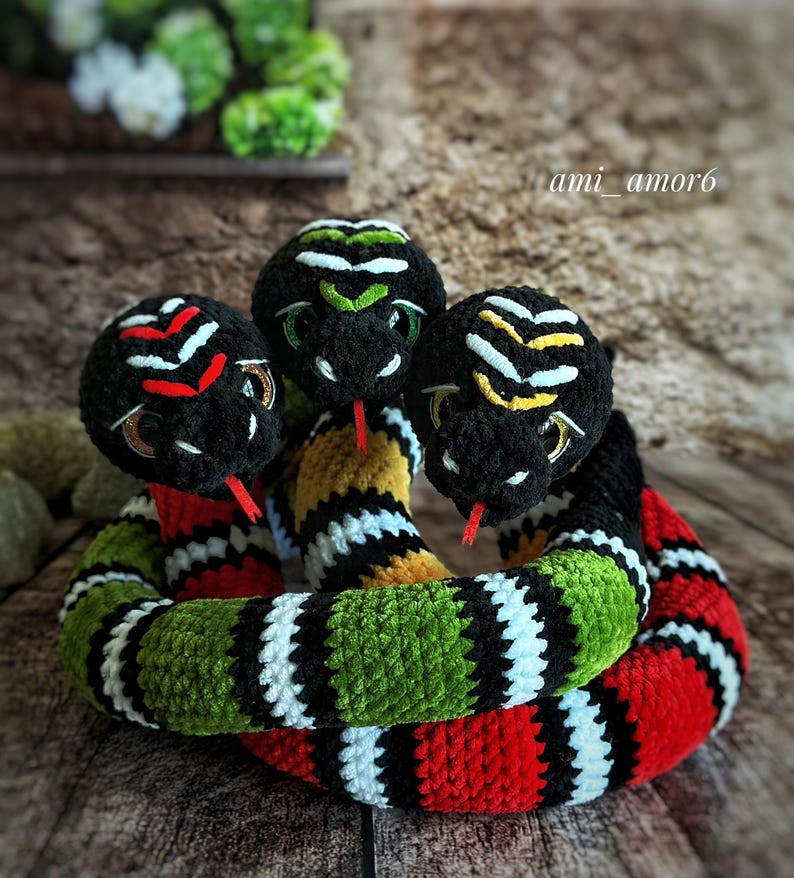 Crochet Snake Pattern, Halloween Crochet, Snake Toy, Crochet Animal ...