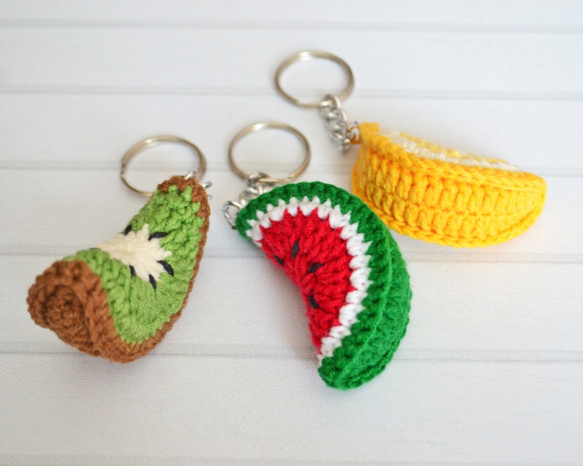 Kiwi Watermelon Lemon Keychain. Crochet Pattern. - Etsy