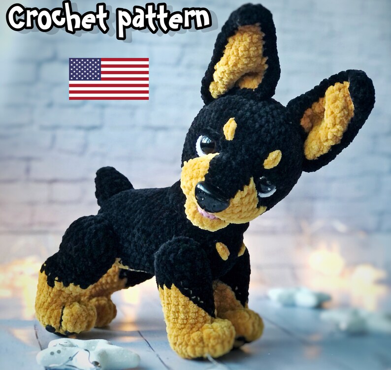 Amigurumi Doberman, Crochet Dog Pattern, Doberman Pinscher, Plush Dog ...