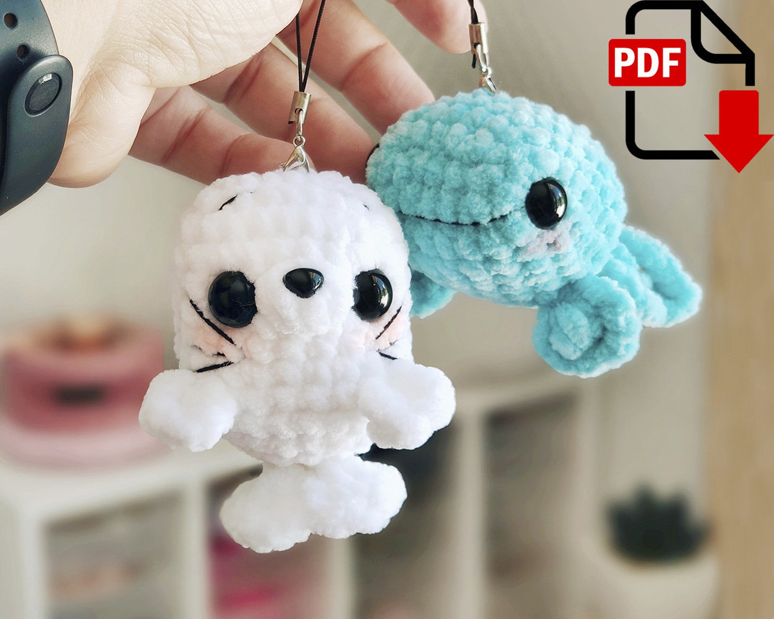 Crochet Seal and Whale Keychain Pattern, Amigurumi Ocean Animals. PDF ...