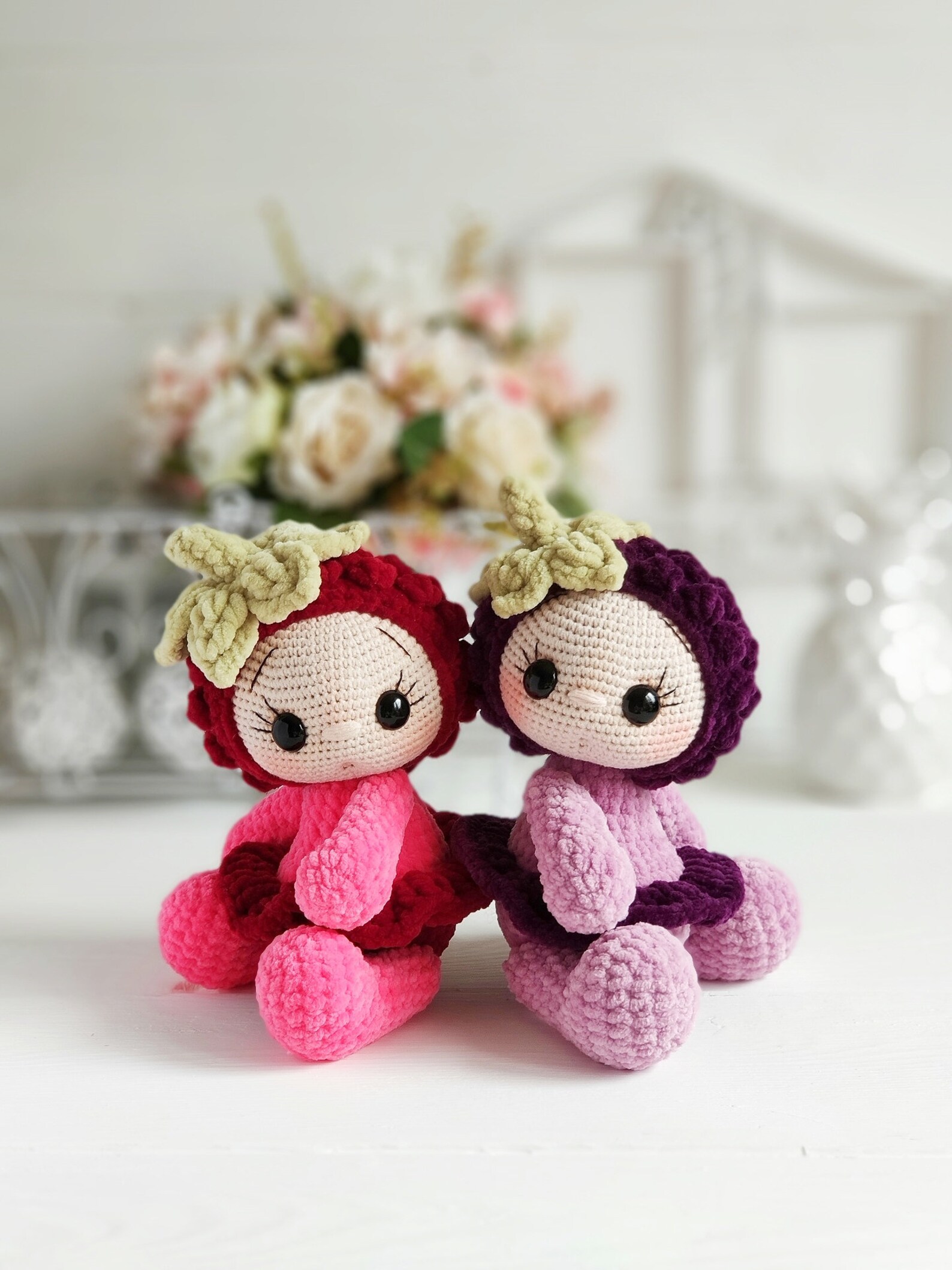 Crochet Pattern Babies in Plush Outfits: Chamomile, Rose, Blackberry ...