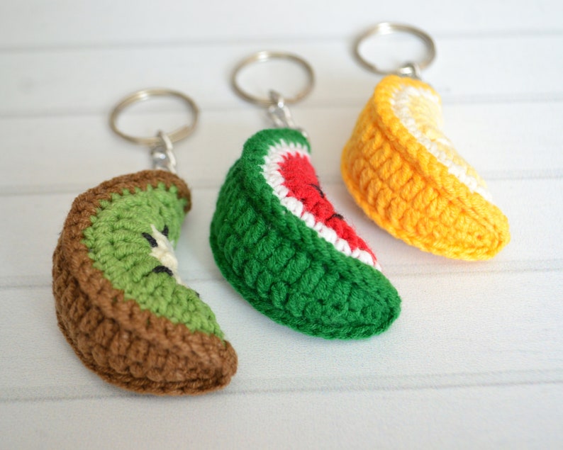 Kiwi Watermelon Lemon Keychain. Crochet Pattern. - Etsy