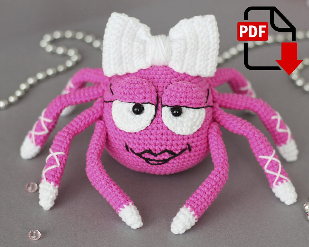Crochet Spider Pattern, Halloween Pattern, Pink Itsy Bitsy Spider ...
