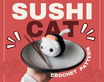 Super Cute Sushi Cats, Set of 5pcs, Funny Cat Figurines, Cat Miniatures ...