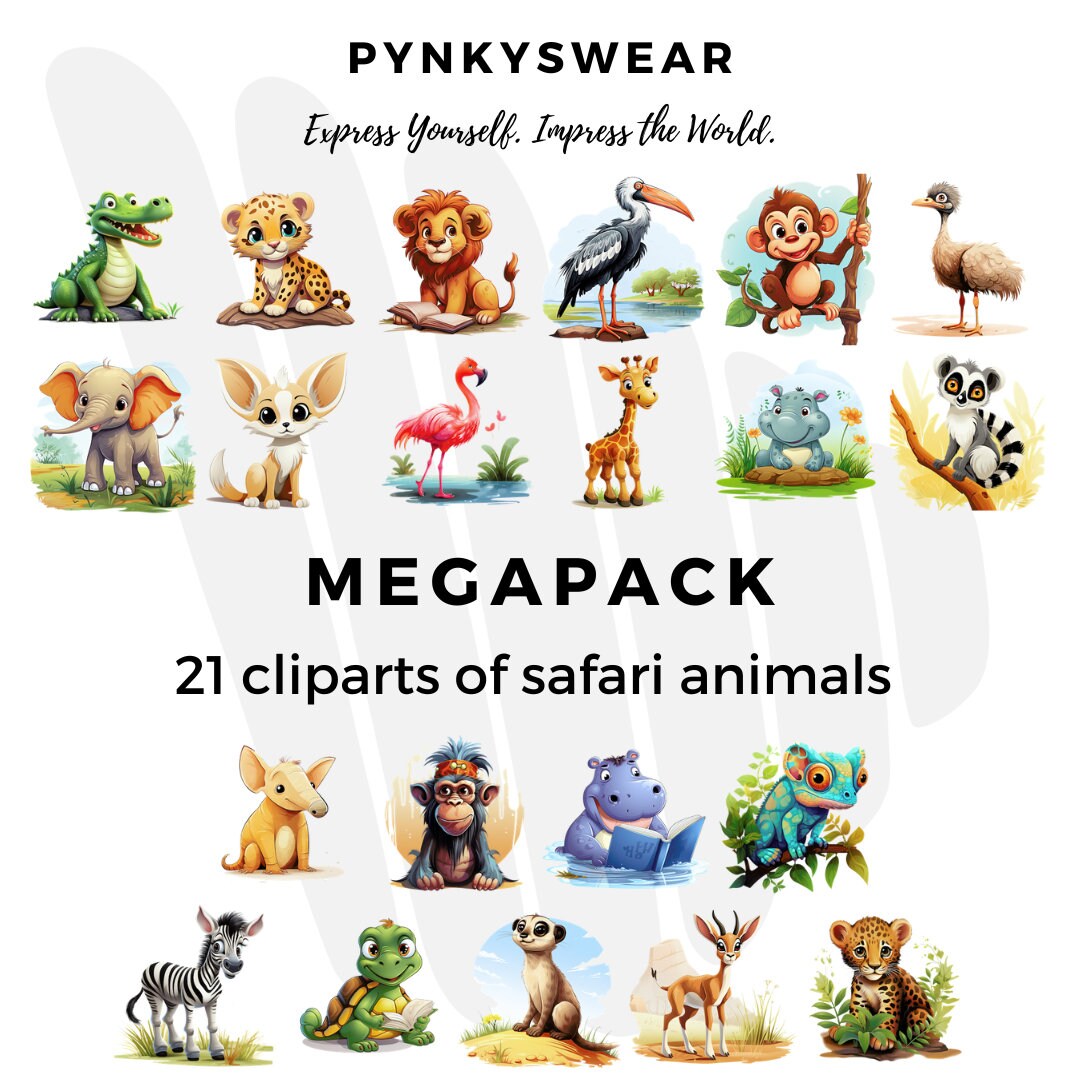 Baby Safari Jungle Animals, Safari Animal Clipart, Safari PNG, Animal ...