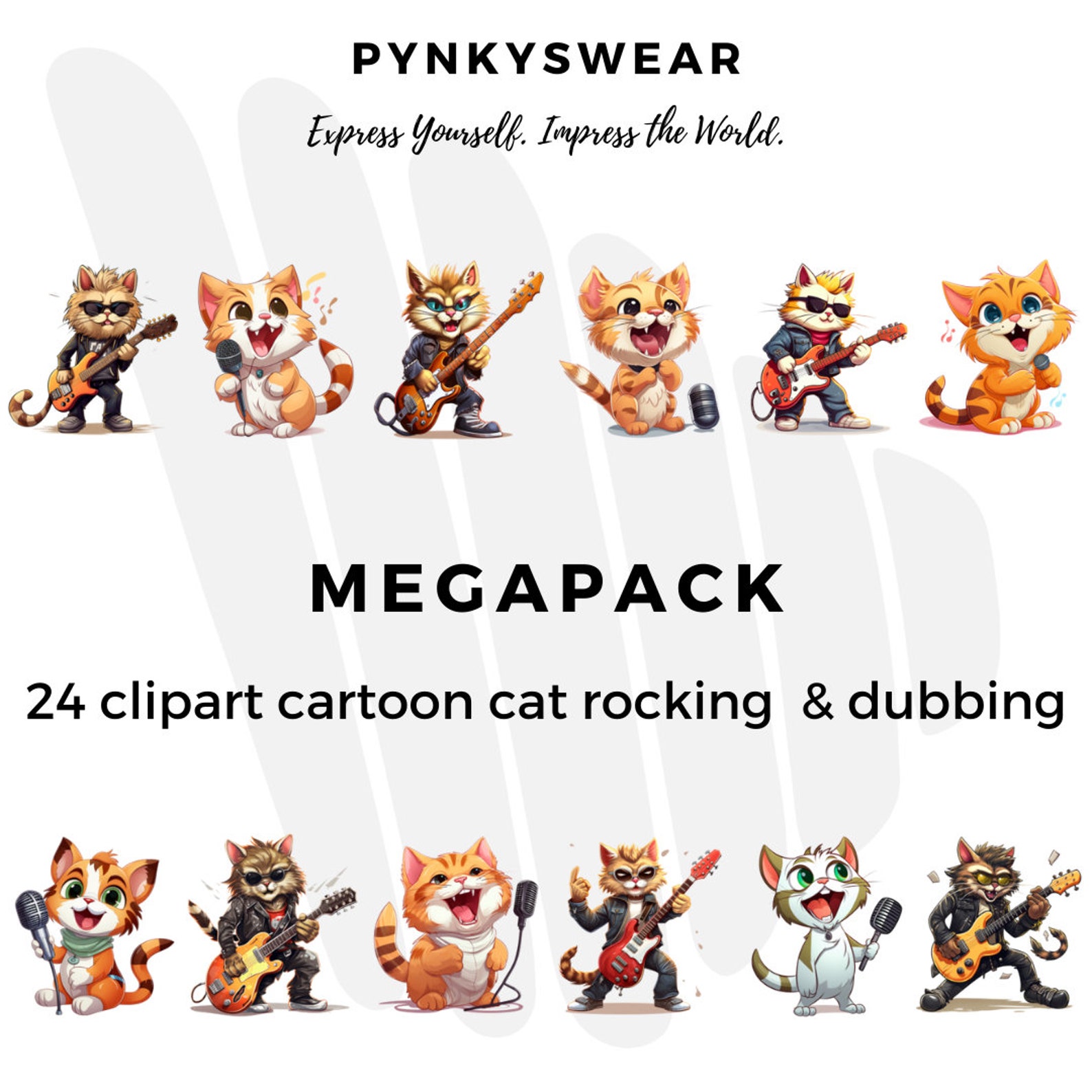 Megapack 24 Clipart Cats Dubbing and Rocking, Cats PNG, Rocking Cat PNG ...