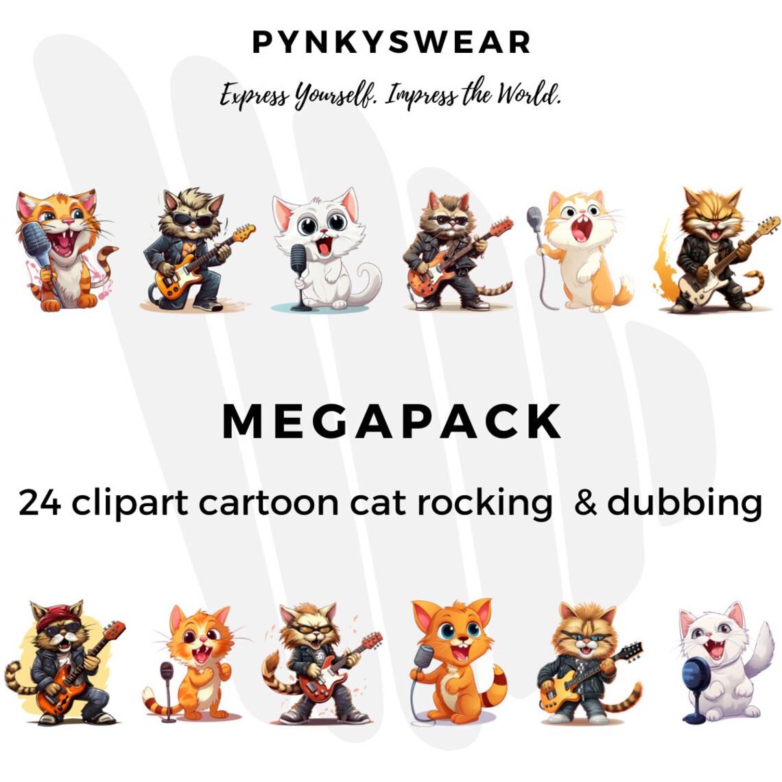Megapack 24 Clipart Cats Dubbing and Rocking, Cats PNG, Rocking Cat PNG ...