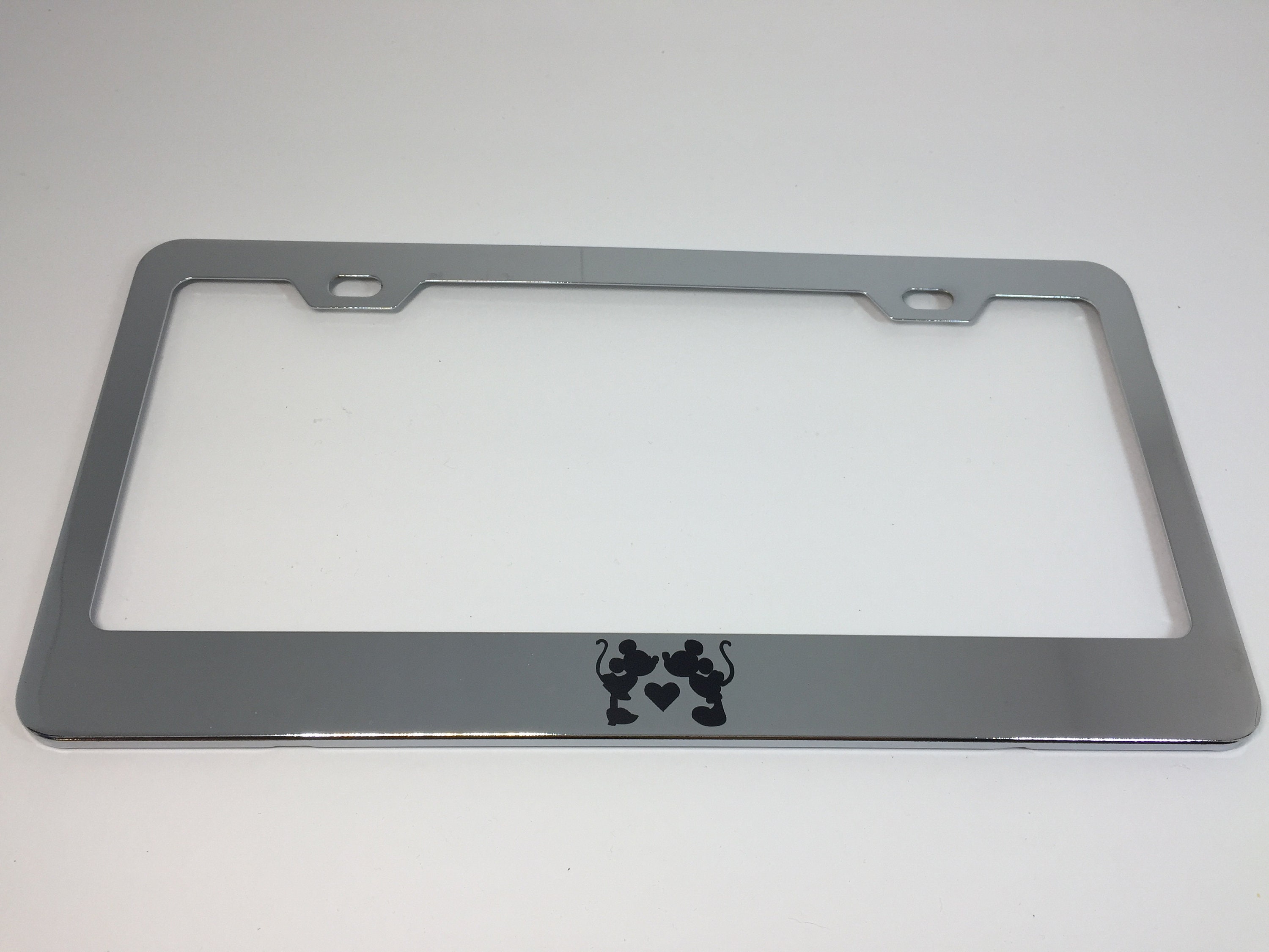 Disney Mickey & Minnie Chrome Stainless Steel License Plate Frame With ...