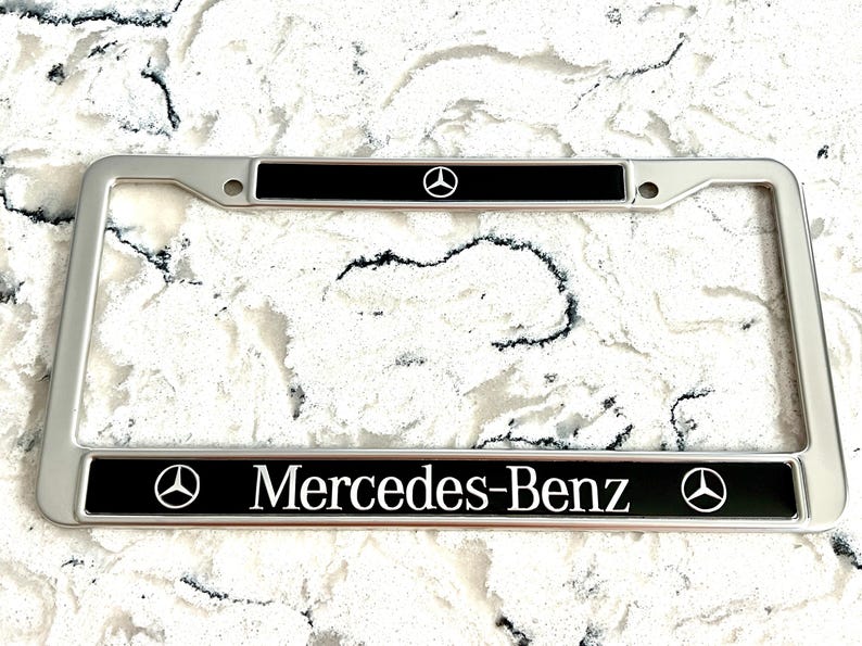 MERCEDES BENZ Chrome Mirror Stainless Steel License Frame With Caps for ...