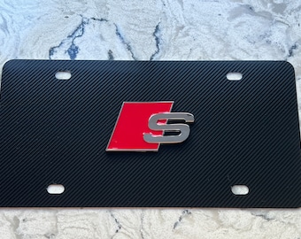 Audi 3D Black Stainless Steel License Plate With Black Caps Included ...