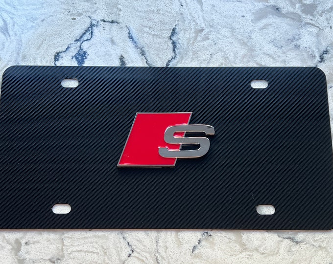 Audi 3D Black Stainless Steel License Plate With Black Caps Included ...