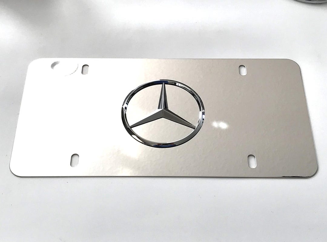 MERCEDES BENZ 3D Sport Chrome Mirror Stainless Steel Vanity License ...