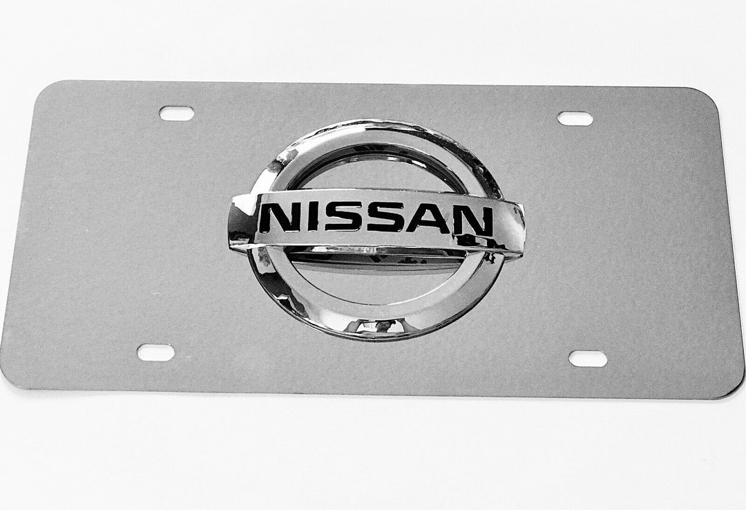 3D Nissan Mirror Chrome Stainless Steel Front License Plate With Caps ...