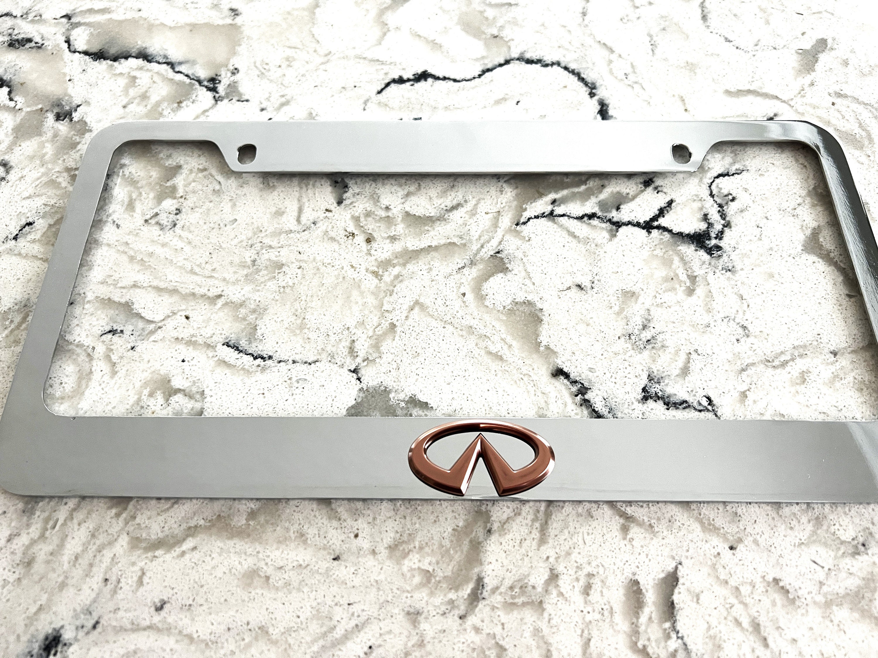 3D Infiniti Mirror Chrome Stainless Steel License Plate Frame With Caps ...
