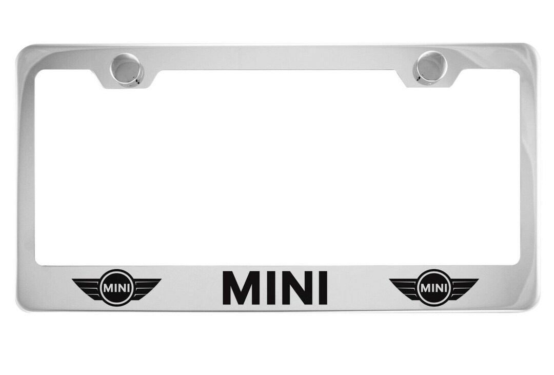 Mini Mirror Chrome Stainless Steel Front License Plate Frame With Caps ...