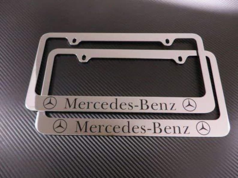 MERCEDES BENZ Chrome Mirror Stainless Steel License Frame With Caps for ...
